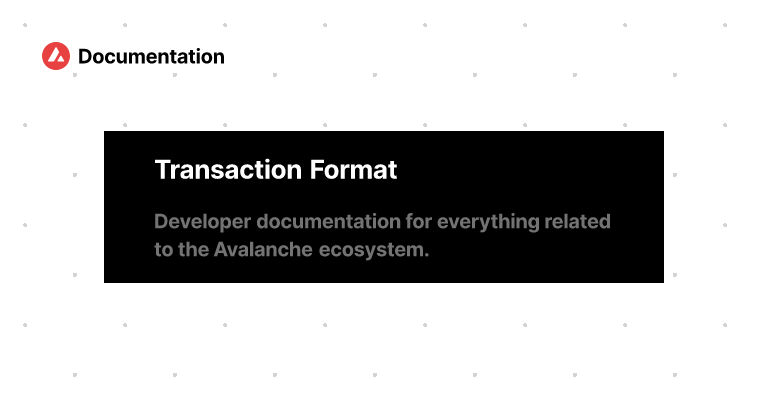 Transaction Format | Avalanche Builder Hub